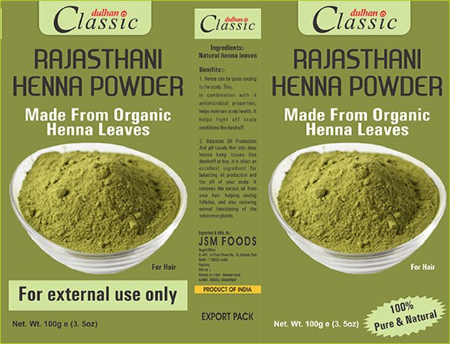 Dulhan Classic Rajasthani Henna (Mehandhi) Powder, 100G #34752 ...