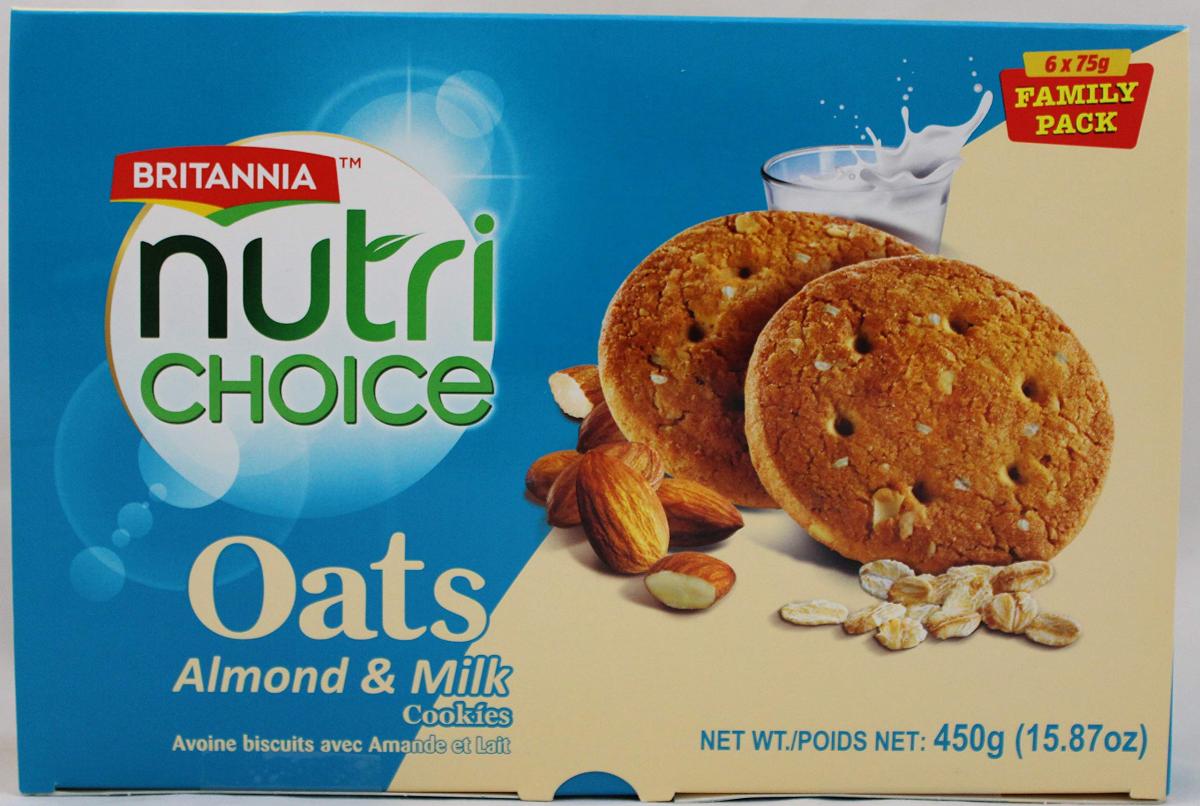 Britannia Nutri Choice- Oats Almond & Milk Cookies 450 gms #47065 ...