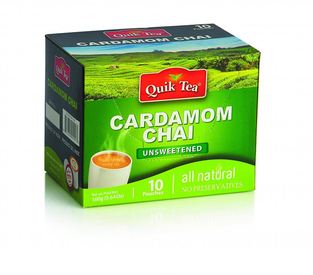 Quick Tea Cardamom Tea Unsweetened - 10 pouches #50280 | DesiClik.com, USA