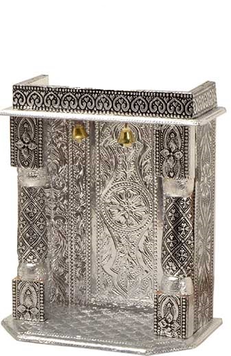 Mini Traditional Silver Carving Home Pooja Mandir 8" X 5" X 13" (Medium ...