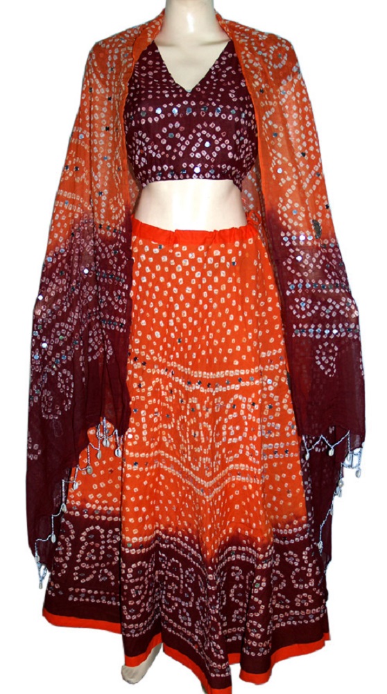 Bandhani Chaniya Choli Dress in Maroon and Red #25761 | DesiClik.com, USA