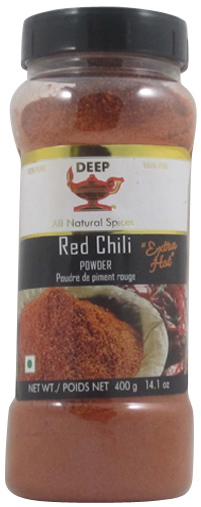 Deep Red Chilli Powder Extra Hot (Bottle) 400 G #32625 | DesiClik.com, USA