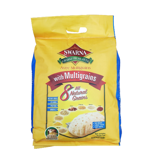 Swarna Chakki Multigrain Atta - 20LB #57799 | DesiClik.com, USA