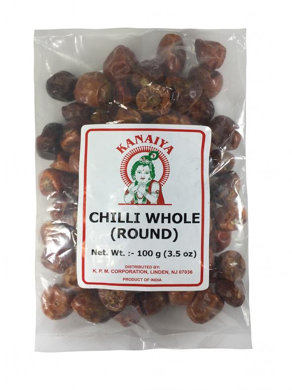 Kanaiya Chilli Whole Round 100 G #33465 | DesiClik.com, USA