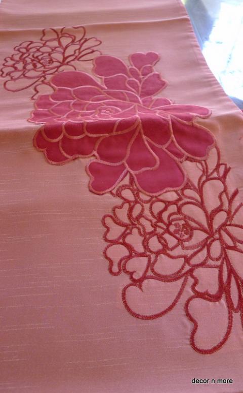Pink and Maroon Embroidered Silk Table Runner, FURNISHINGS #20417 ...