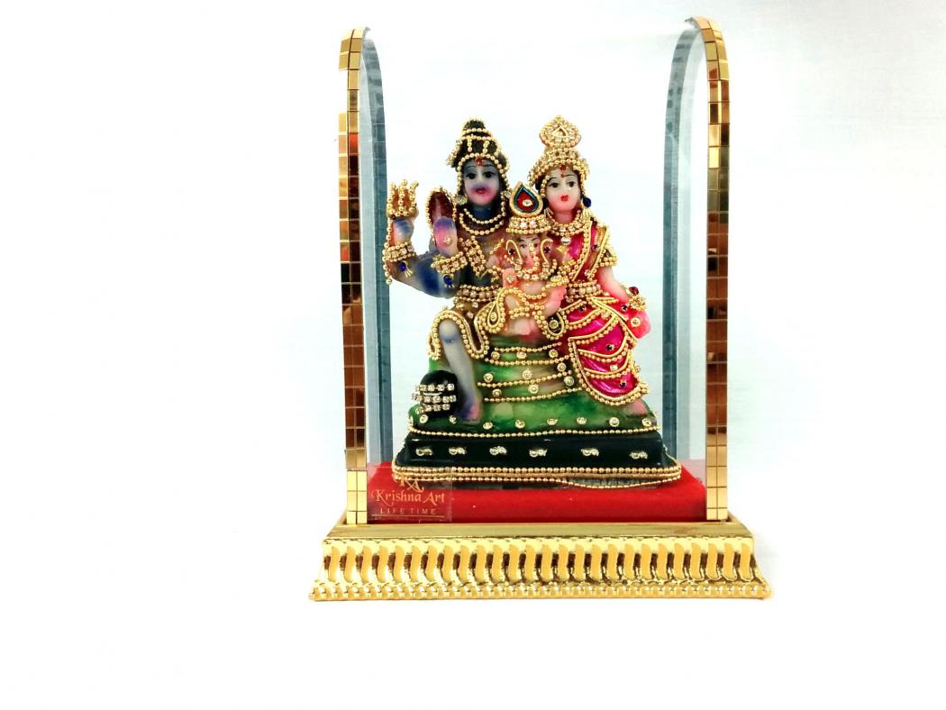 Shiv Parivar, Lord Ganesha with Shiv and Parvati #23330 | DesiClik.com, USA