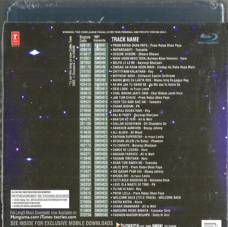 Smash Hits Volume 4 Hindi Film Songs Blu Ray DVD, BOLLYWOOD VIDEO MUSIC ...