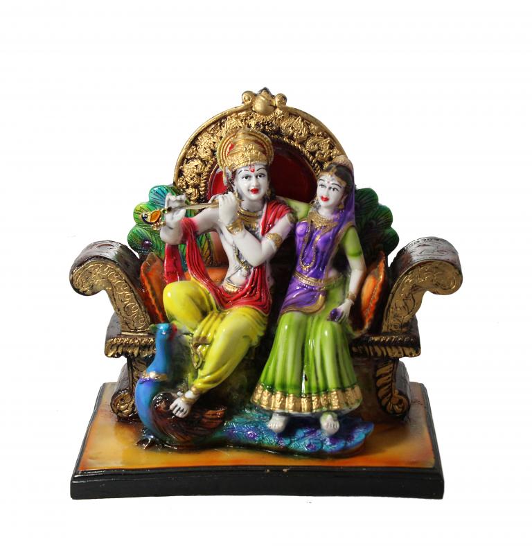 Statue of Radha Krishna Sitting on Royal Sofa - 10"*5" #26429 ...