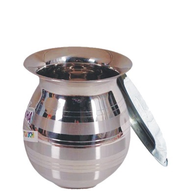 Stainless Steel Lassi Lota with Lid 7" #34517 | DesiClik.com, USA