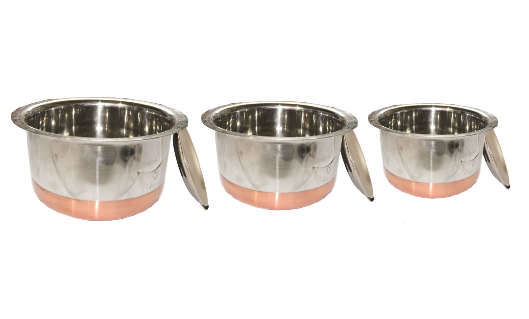 Copper Steel Stock Pot / Patila Set for Cooking (Set of 3 Sizes) #36017 ...