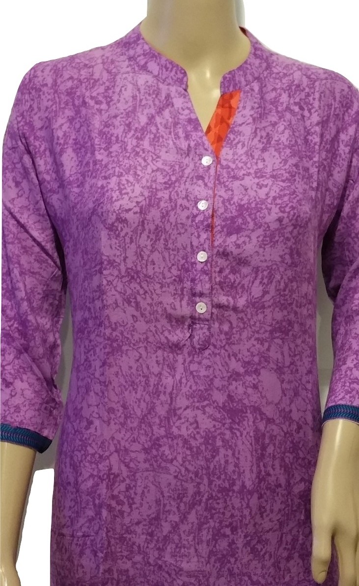 Pretty Purple Soft Rayon Marble Print Multicolor Floral Kurti Tunic ...