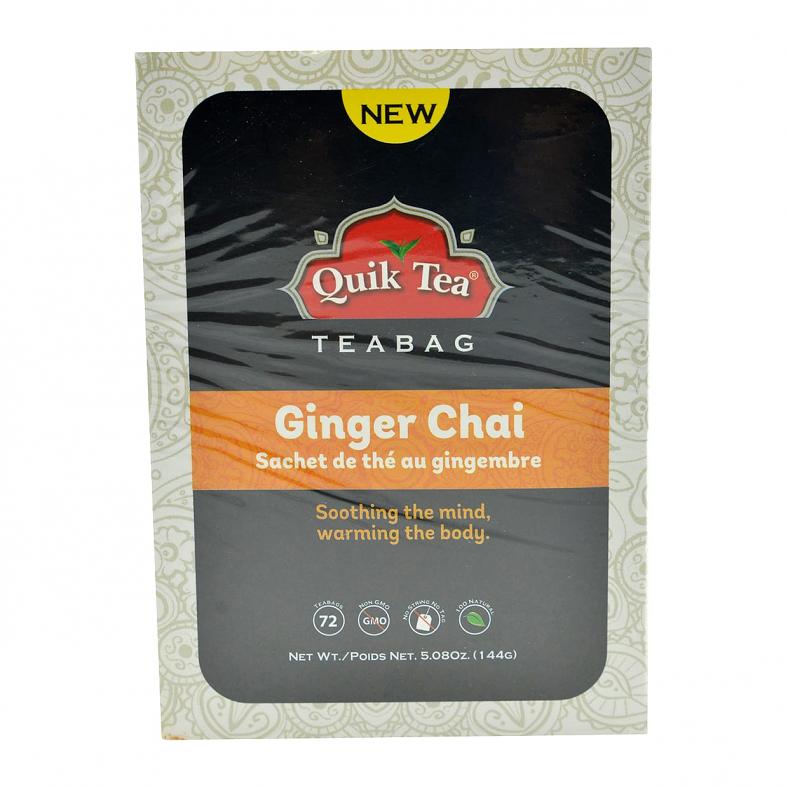 Quik Tea Ginger Chai 72 Tea Bags 144 gm #37660 | DesiClik.com, USA
