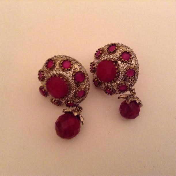 Gorgeous Round Pink Ruby Earrings #27187 | DesiClik.com, USA