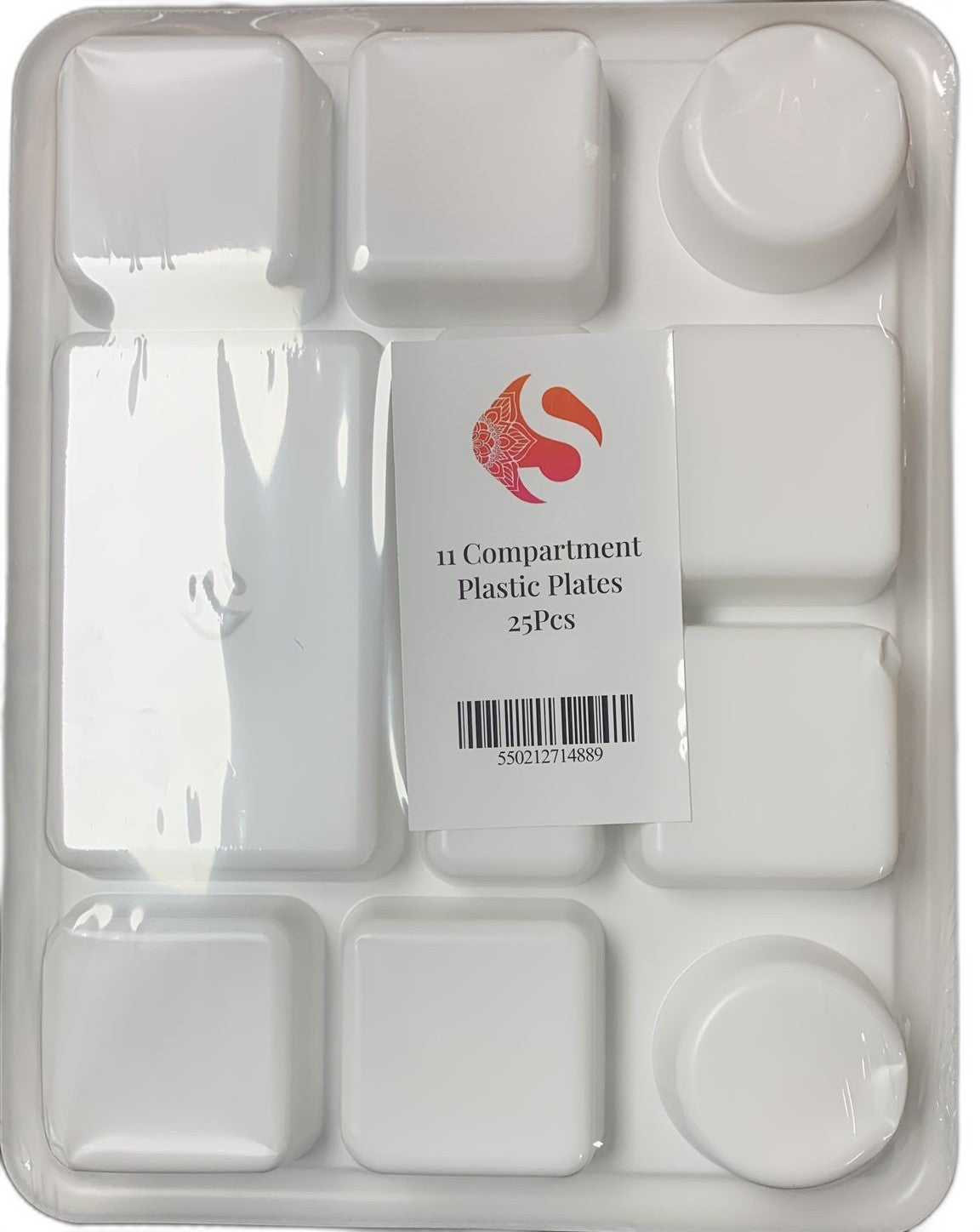 200 Pcs White 11 Compartment Disposable Plastic Plates / Thali #57665 ...