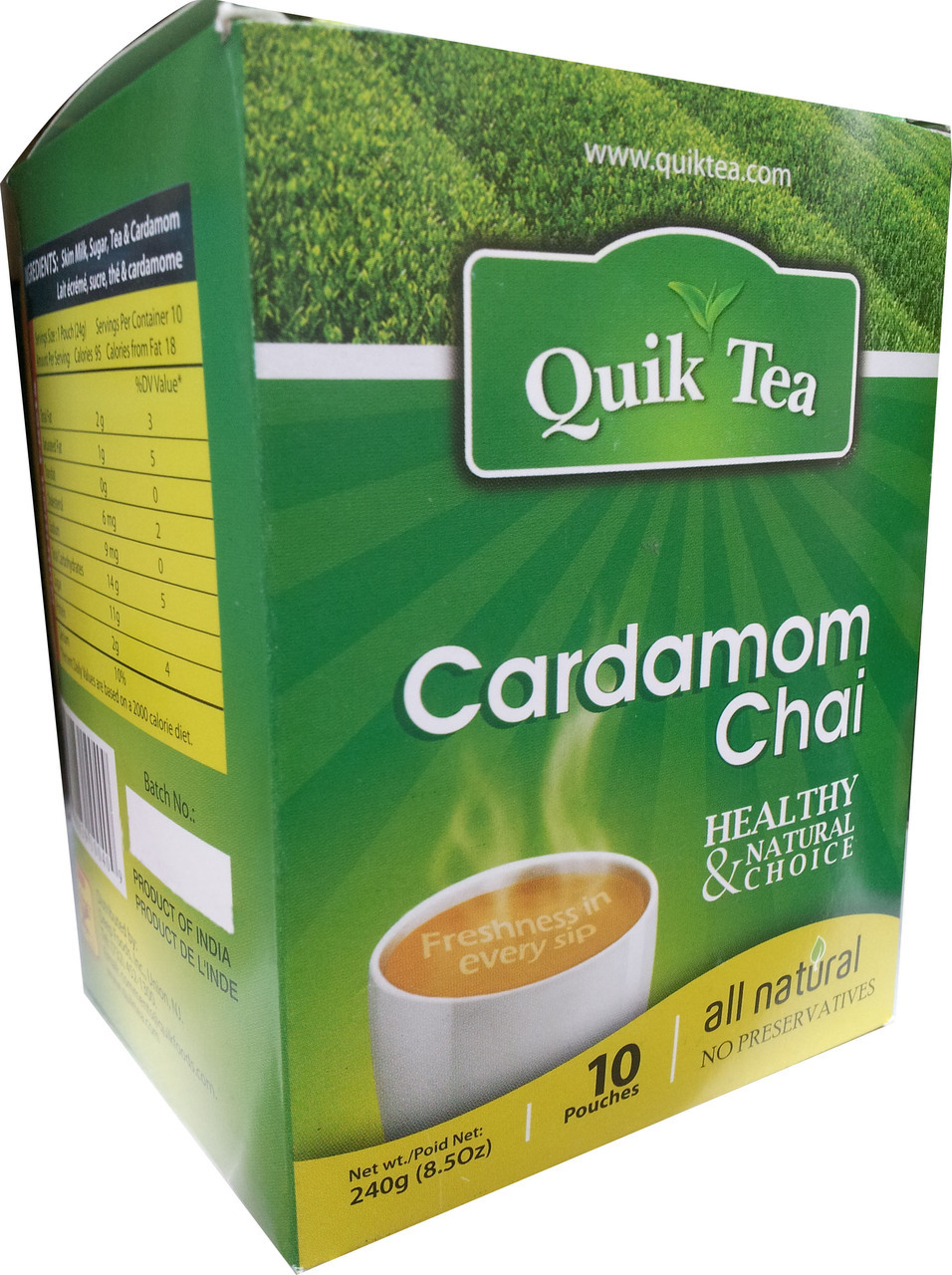 Quick Tea Cardamom Chai 10 Pouches 8 Oz #32457 | DesiClik.com, USA