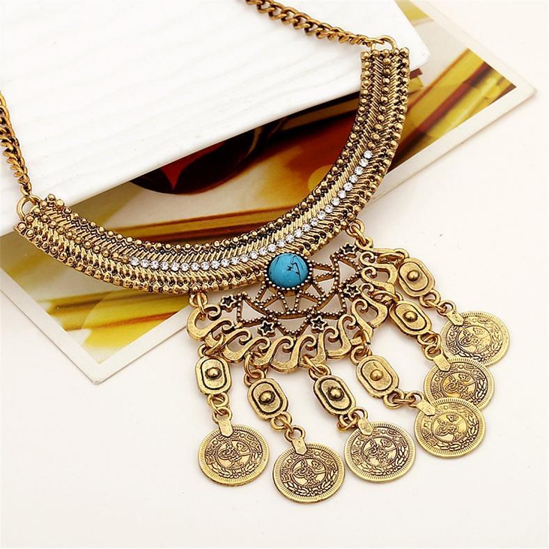 Exquisite Turkish Design Golden Blue Necklace #28355 | DesiClik.com, USA
